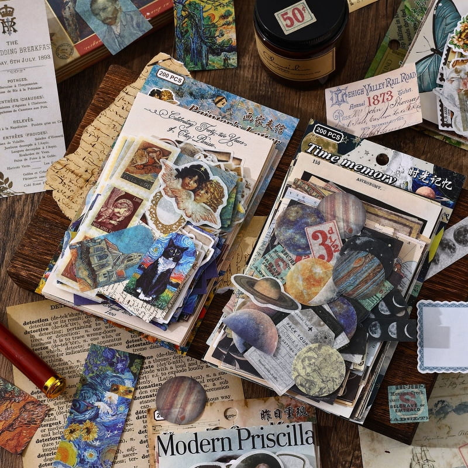 800 pecs 4 types Retro Paper-cutting Material Package, Vintage Artistic ...