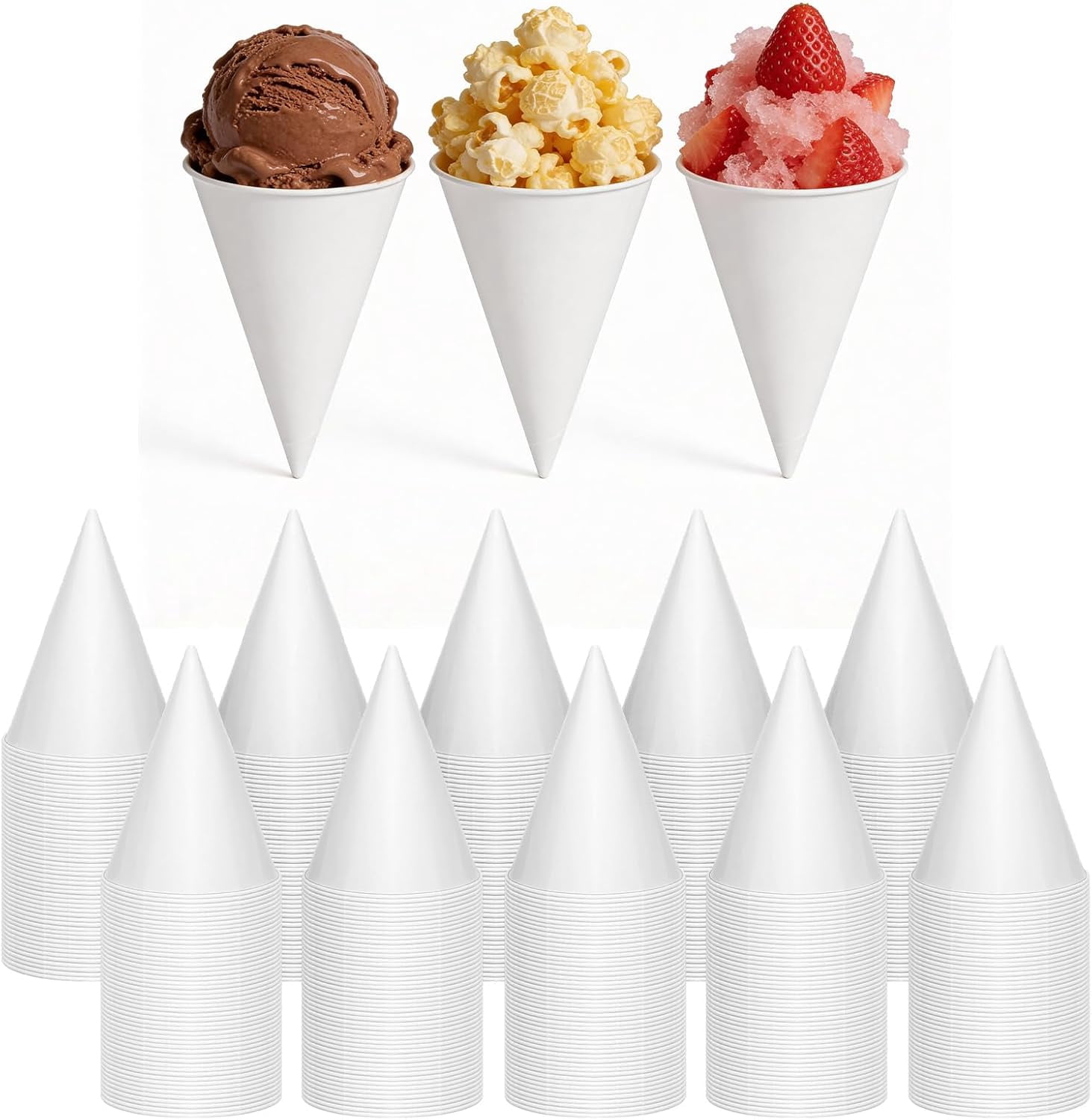 800 pieces of disposable paper cone cups, 4.5 ounces, thick, for shaved ...