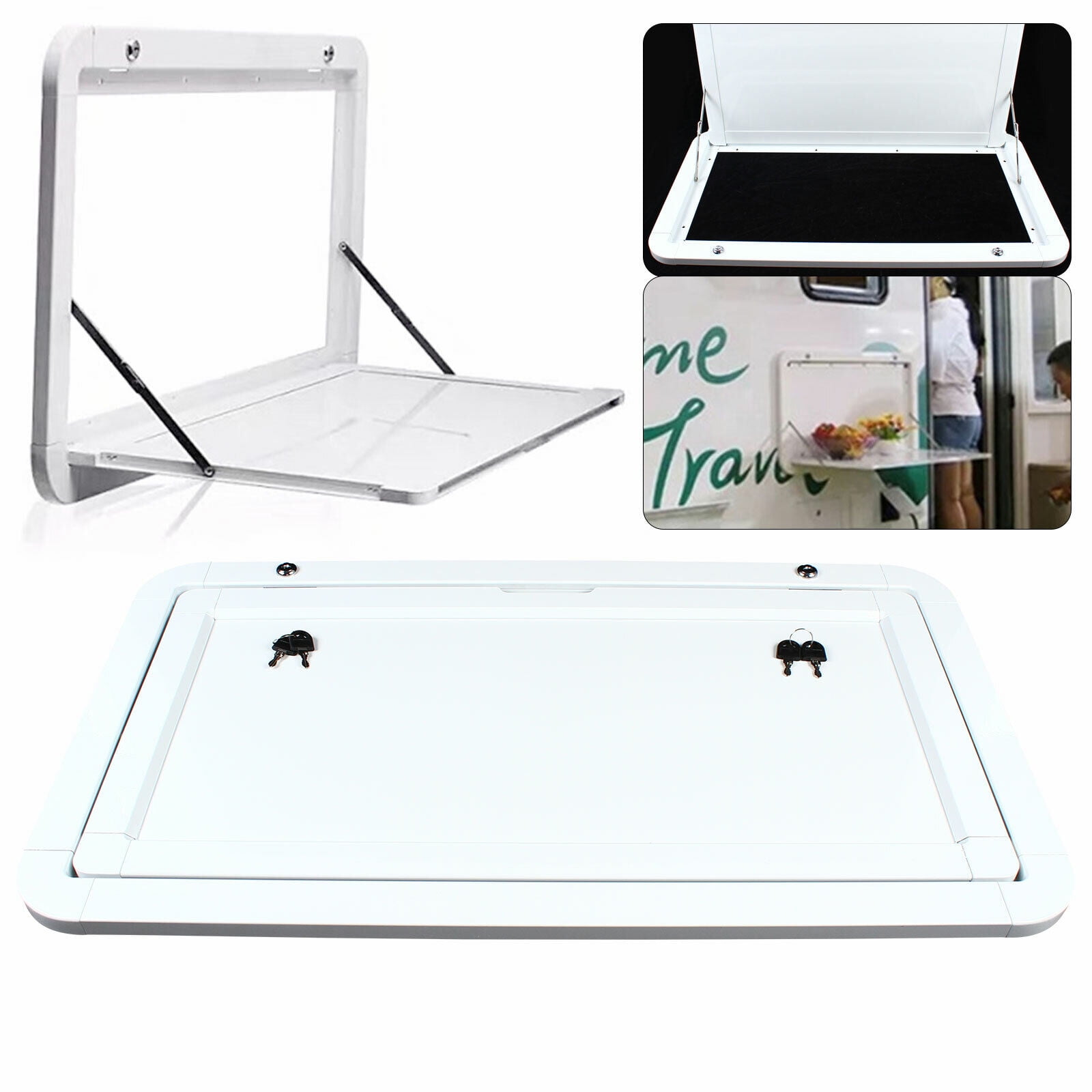 800 x 450mm RV Caravan Picnic Folding External Table White Aluminum ...