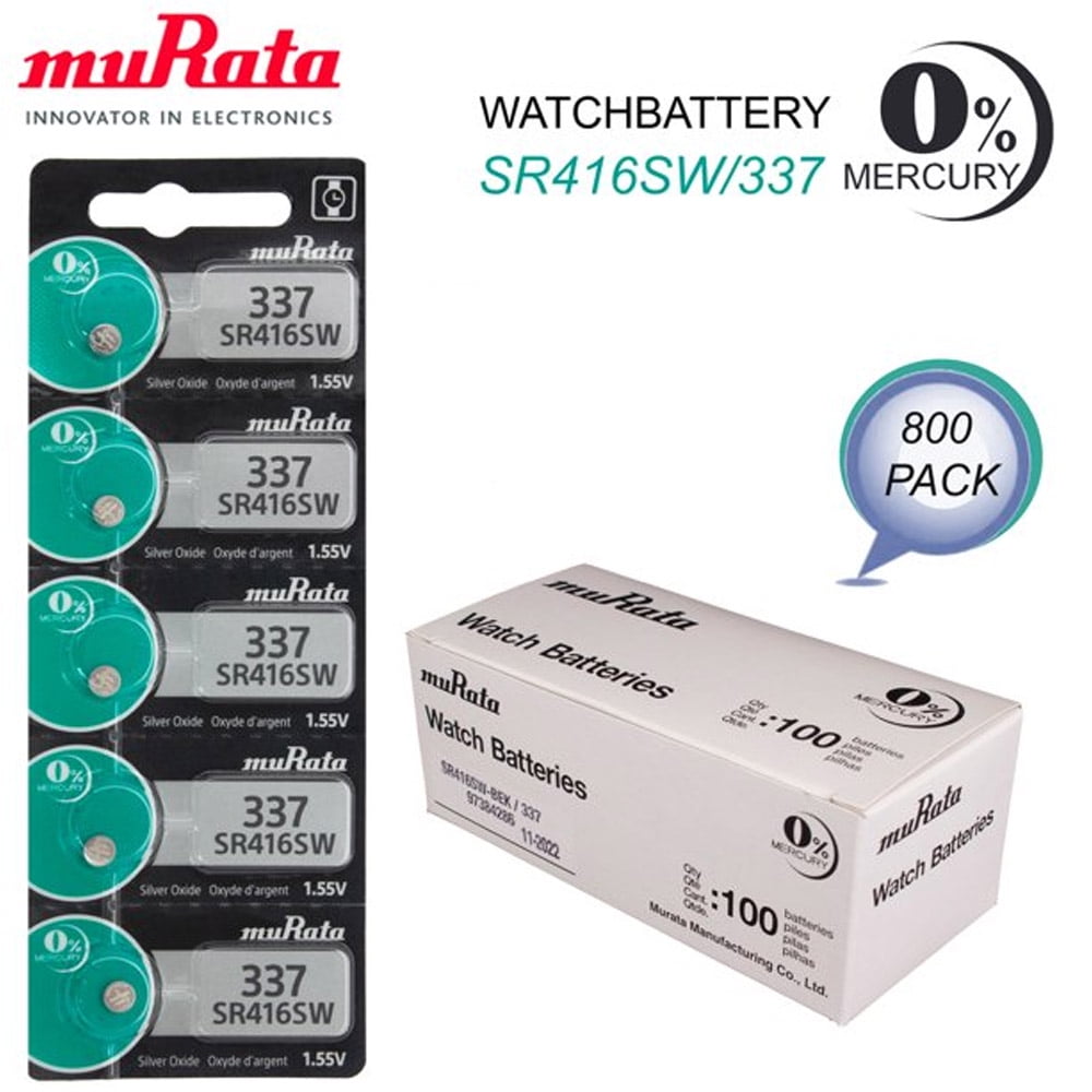800 x Murata 337 SR416SW 0% Mercury Silver Oxide Watch Batteries Use By Date 2023 Wholesale Pack ...