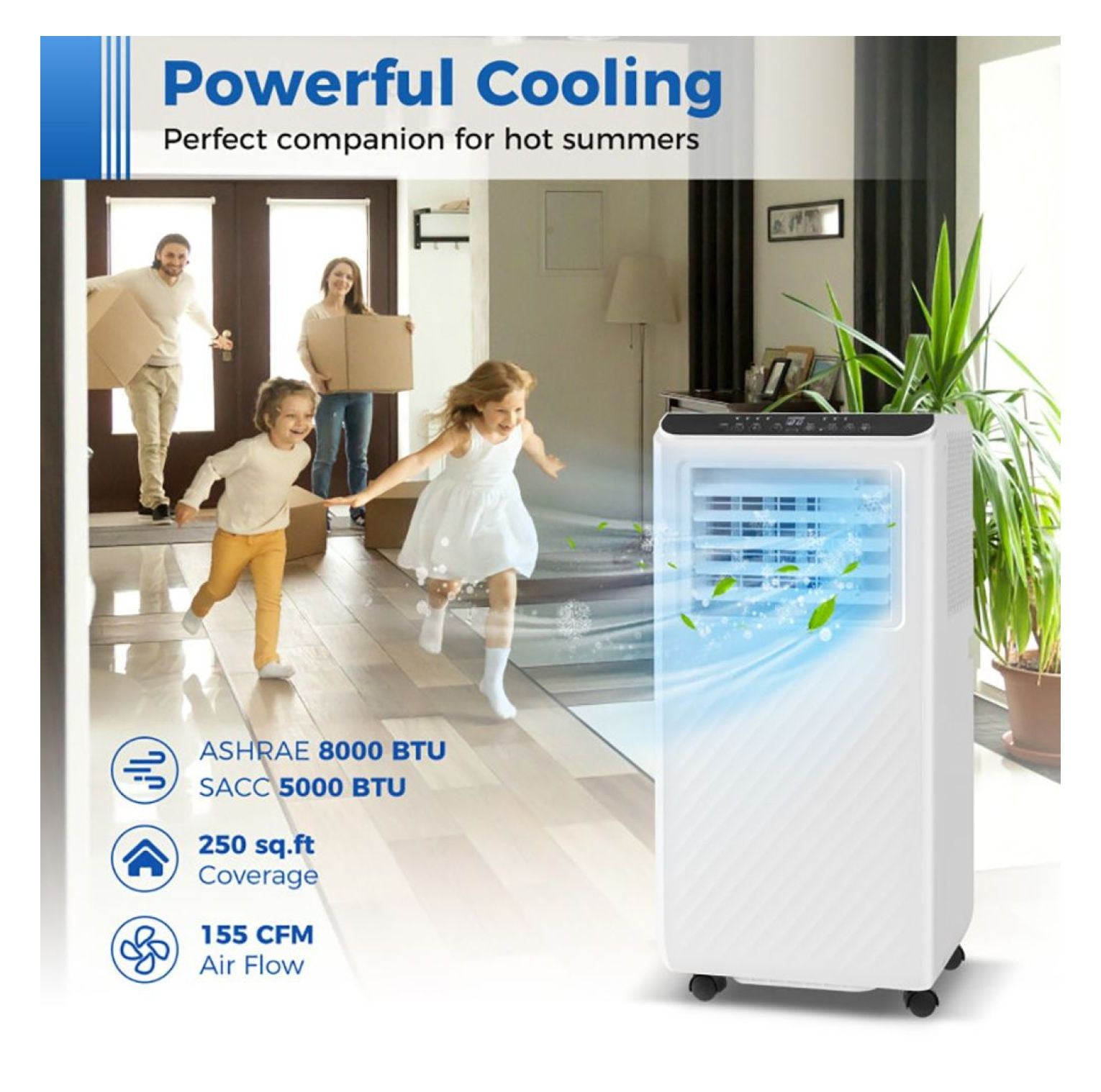 8000/10000 BTU Portable Air Conditioner, 3-in-1 Floor AC Unit with ...