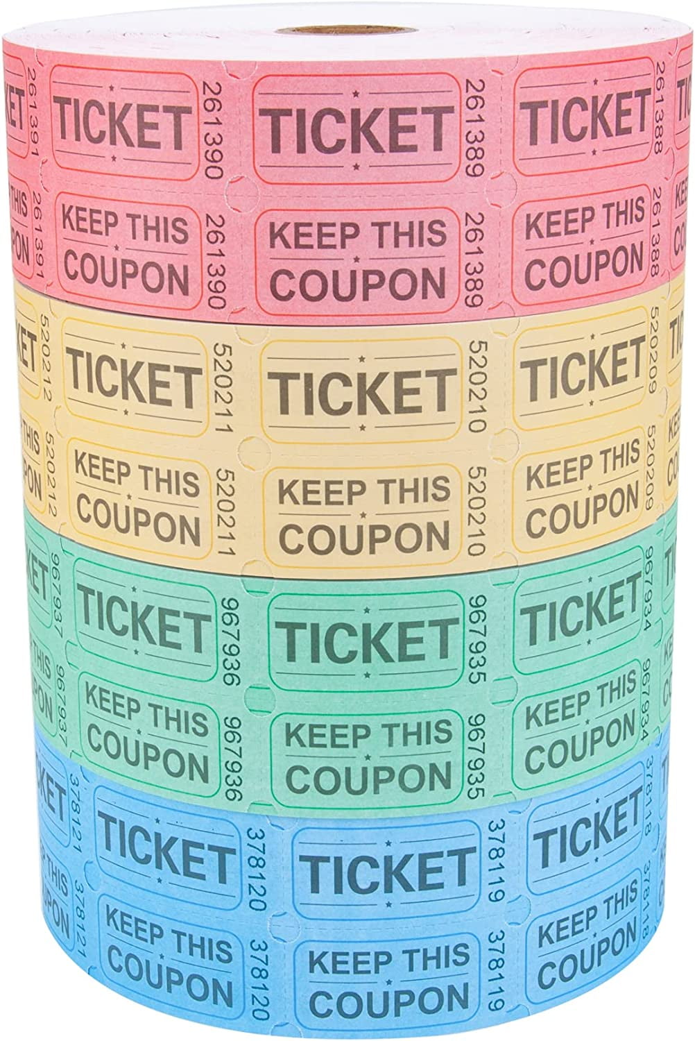 8000 Assorted Raffle Ticket Rolls, Double Raffle Tickets Set of 4 ...