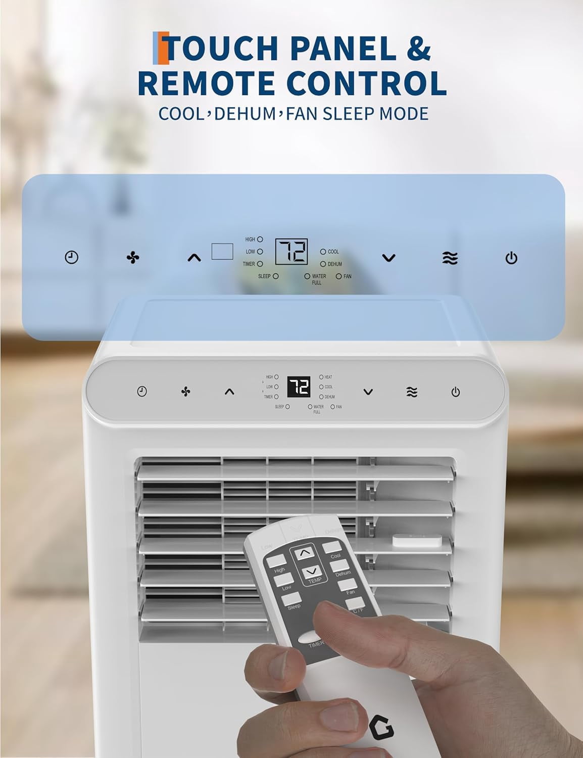 8000 BTU 3-in-1 Portable Air Conditioner, Cooling Dehumidifier Fan ...