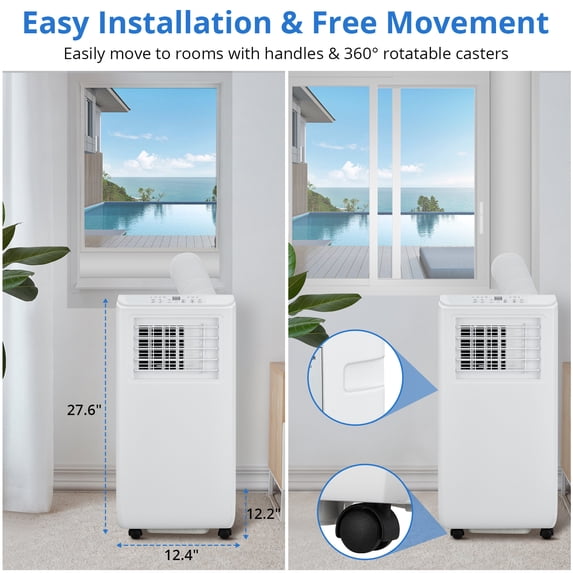 8000 BTU Portable Air Conditioner - 3-in-1 Cooling, Dehumidifier & Fan ...
