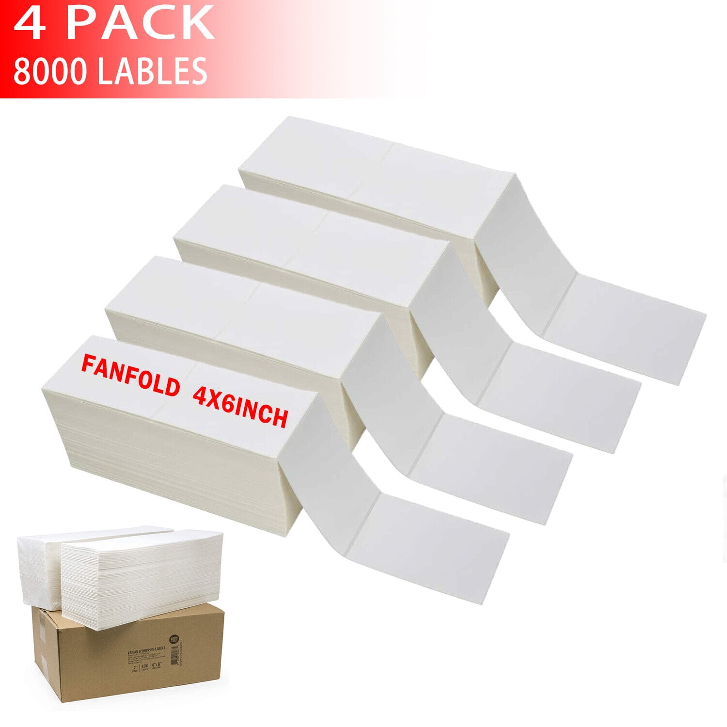 8000 Labels Fanfold 4x6 Direct Thermal Label Shipping Zebra ZP450 ZP505 ...