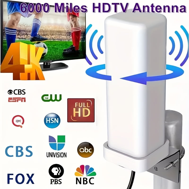 8000 Mile 4K TV Antenna - Indoor/Outdoor HD Antenna with Amplifier ...