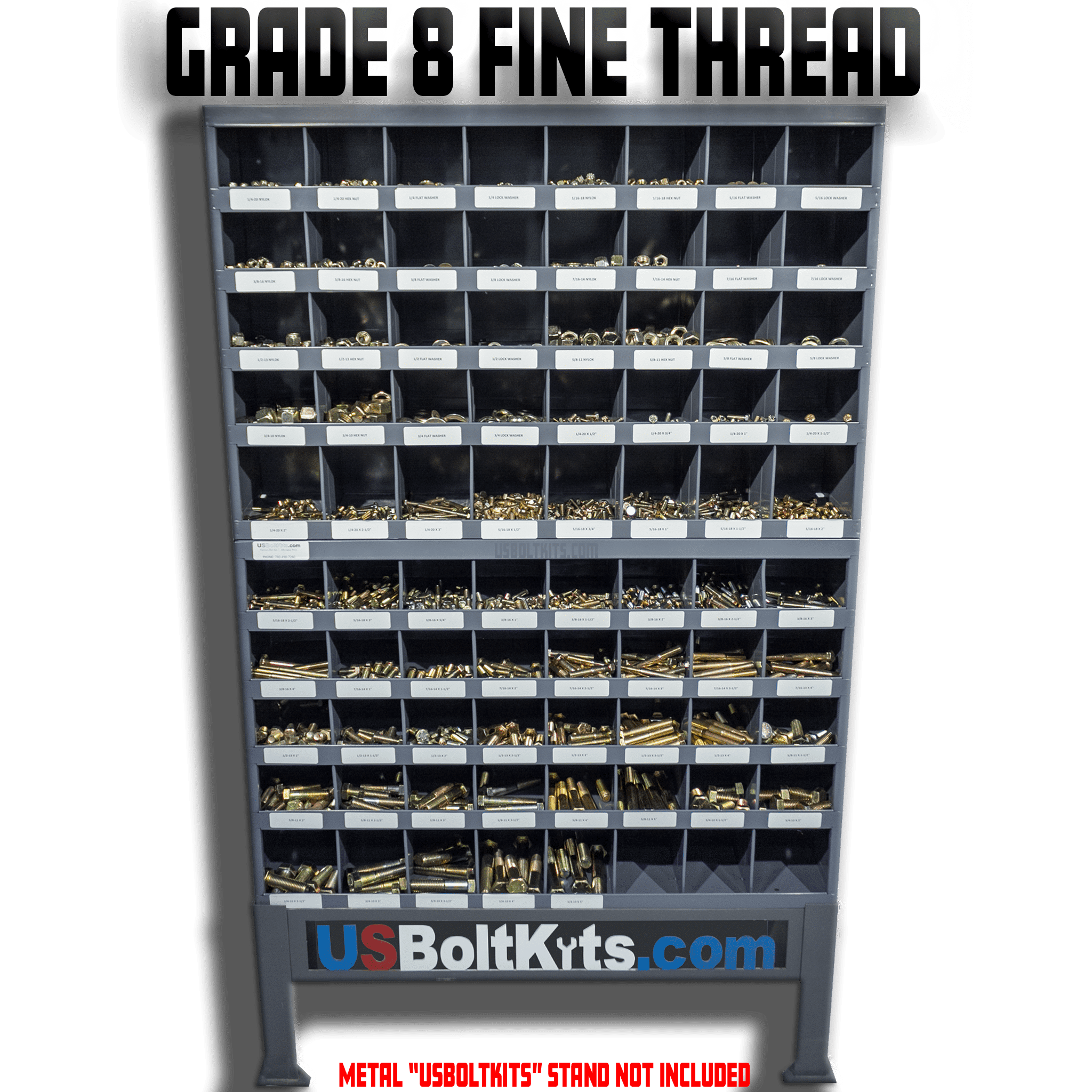 8000 PIECE GRADE 8 FINE THREAD BIN KIT WITH TWO (2) 40 HOLE BINS ...