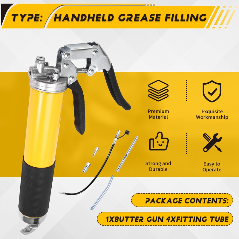 8000 PSI Heavy Handheld Grease Filling with 18 Inch Flexible Hose ...