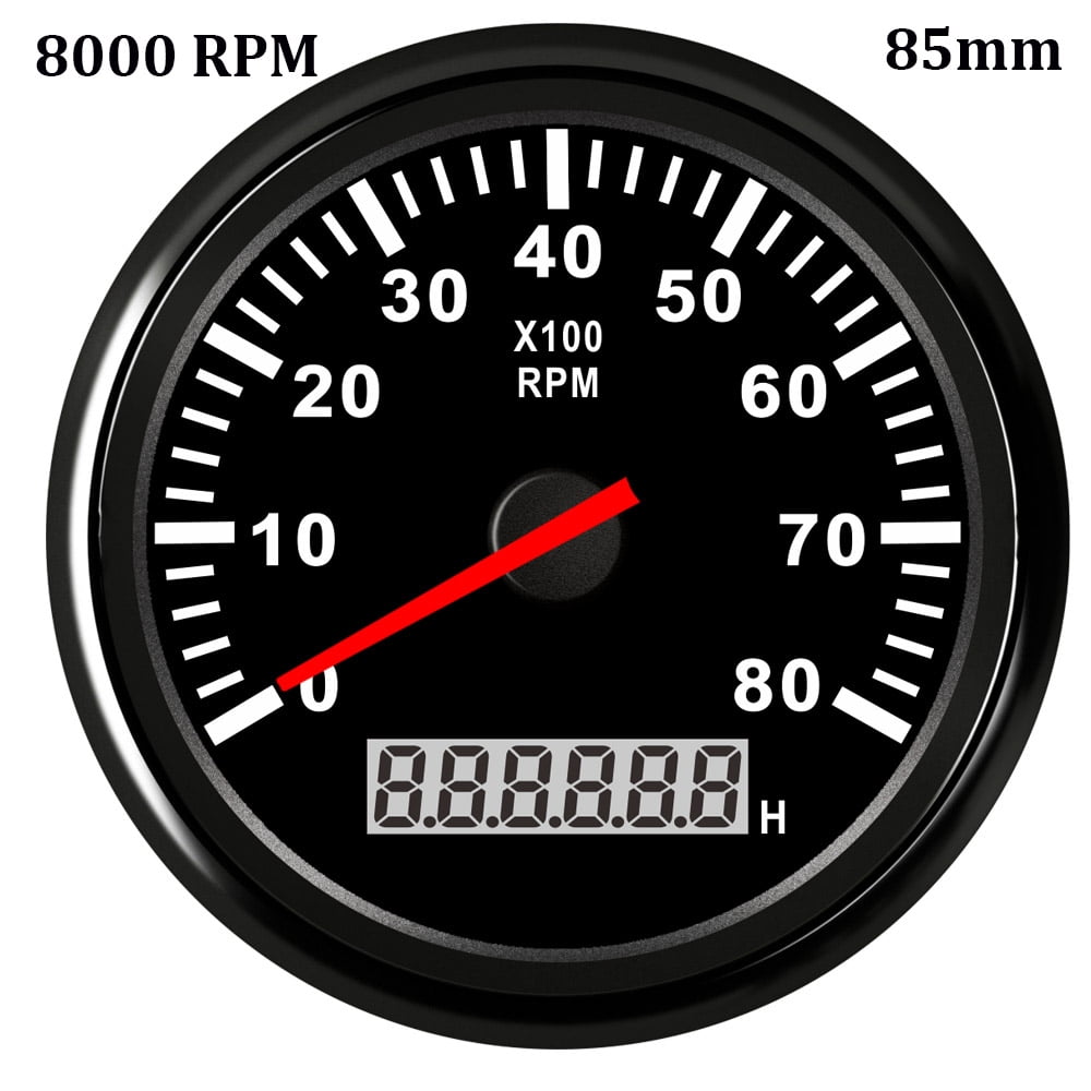 8000 rpm BN-Boat Tachometer Marine Car Tacho Meter with LCD Hourmeter ...