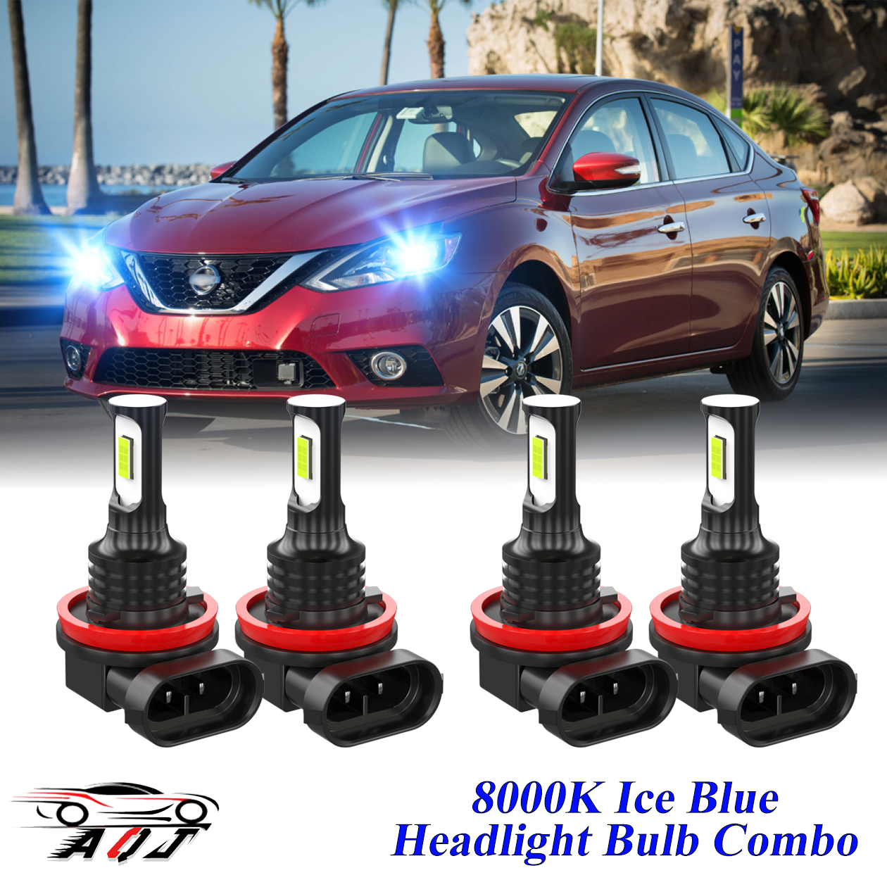 8000K Ice Blue LED Headlight Bulbs Combo Kit For Nissan Sentra 2013 ...