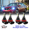 8000K Ice Blue LED Headlight Bulbs Combo Kit For Nissan Sentra 2013 ...