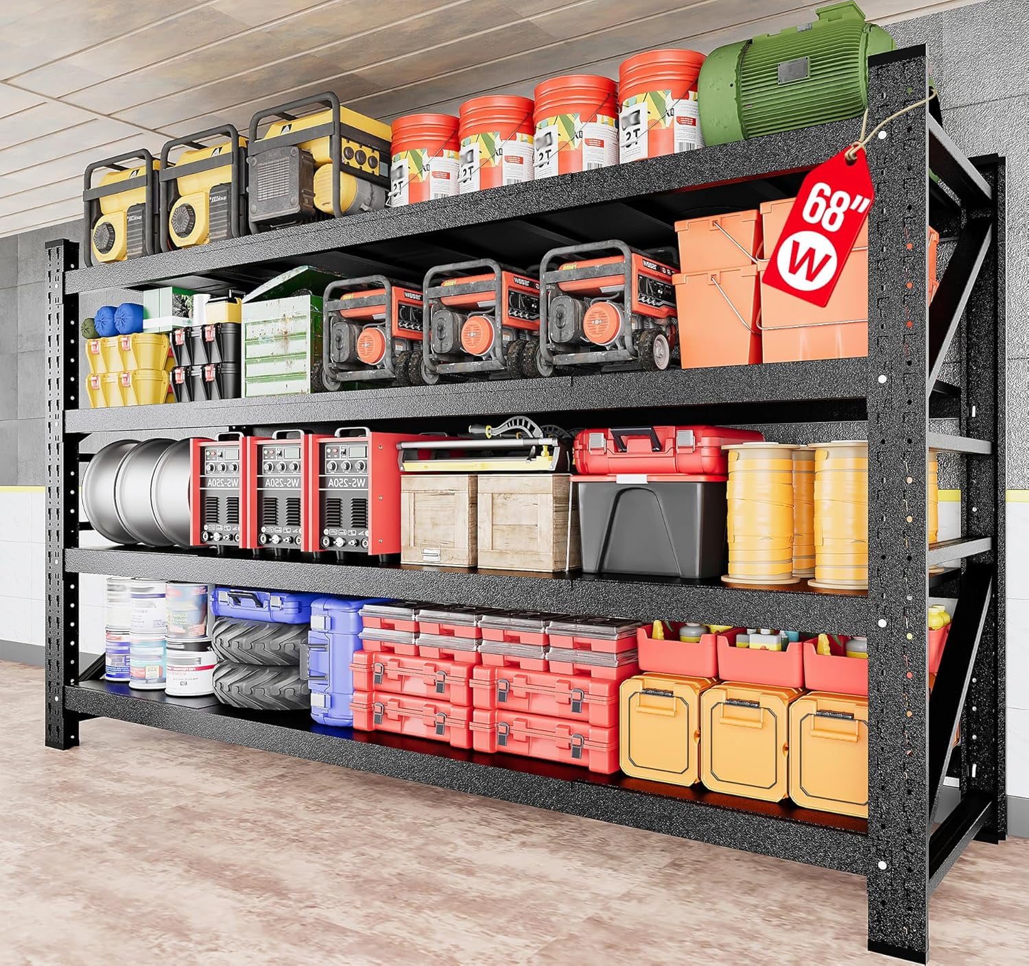 8000LBS Heavy Duty Garage Shelving Units,68" Wide & Deep Storage ...
