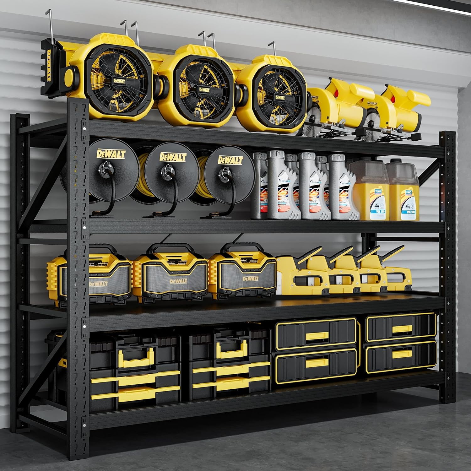 8000LBS Metal Garage Shelving Unit 77" W Storage Shelves Heavy Duty 4 ...