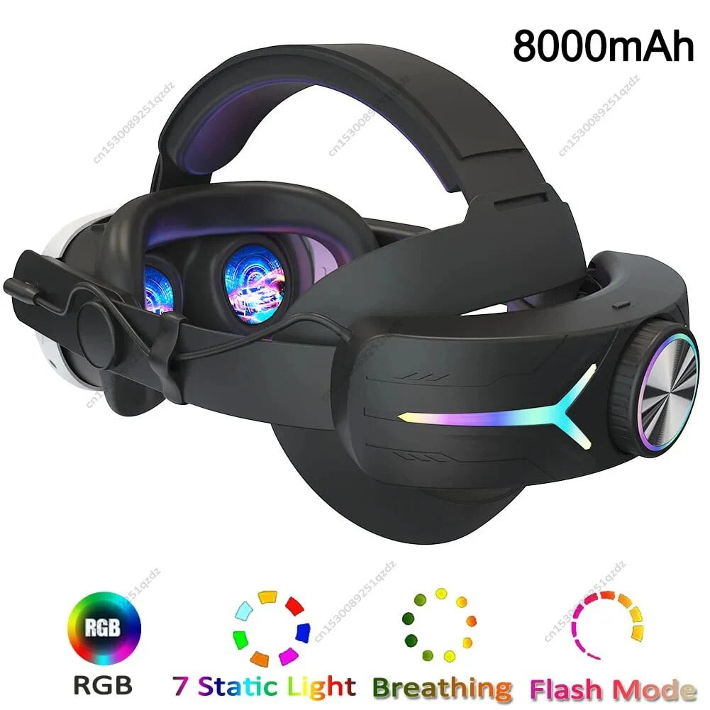 8000Mah Upgrades Head Strap For Meta Quest 3 VR Elite Headband Head Strap Power Bank For Meta ...