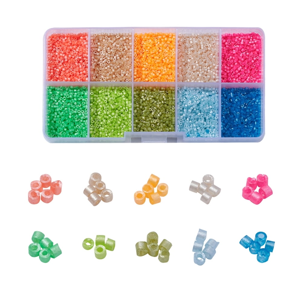 8000Pcs 10 Colors Fluorescent Color Glass Bugle Beads Seed Beads Baking ...