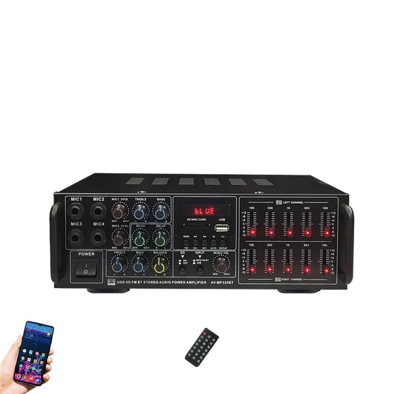 8000W Amplifiers Support 4 Way Microphone Input USB SD FM AUX Digital ...