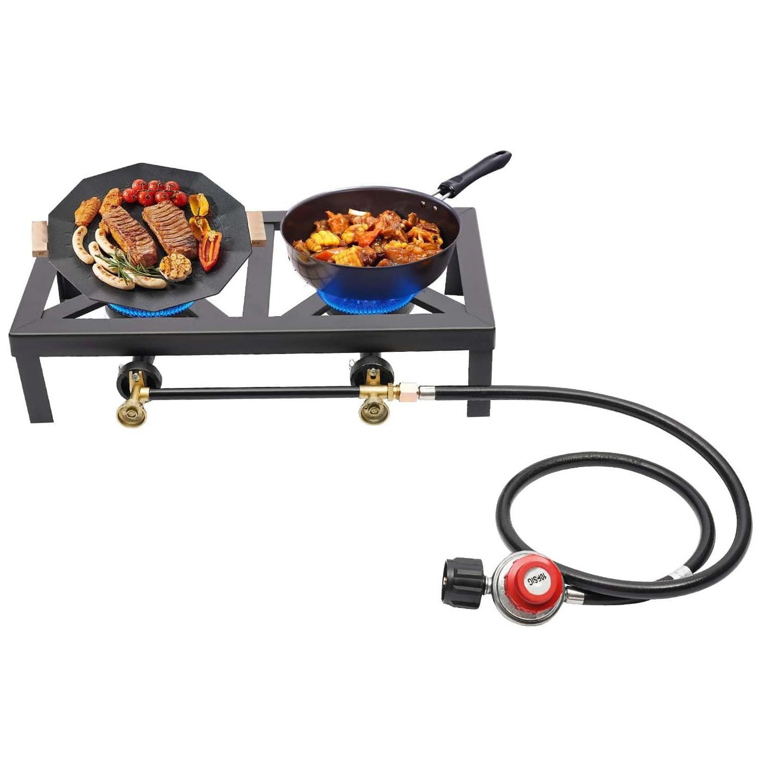 8000W Portable Double Burner Outdoor Gas Stove 2 Burners Propane BBQ ...