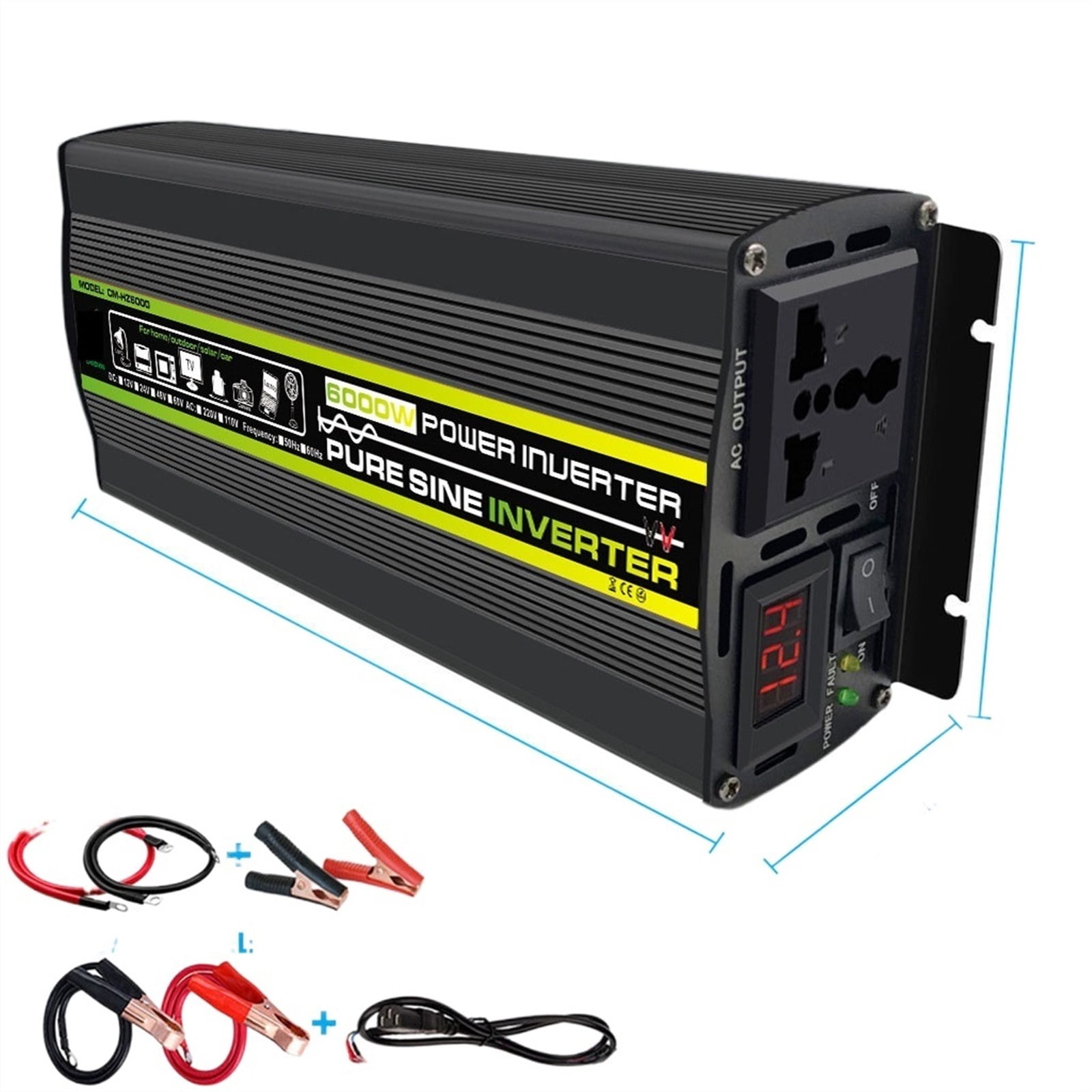 8000W Pure Sine Wave Inverter DC 12v/24v/48v/60v To AC220 3000W 4000W 6000W Voltage Transformer ...