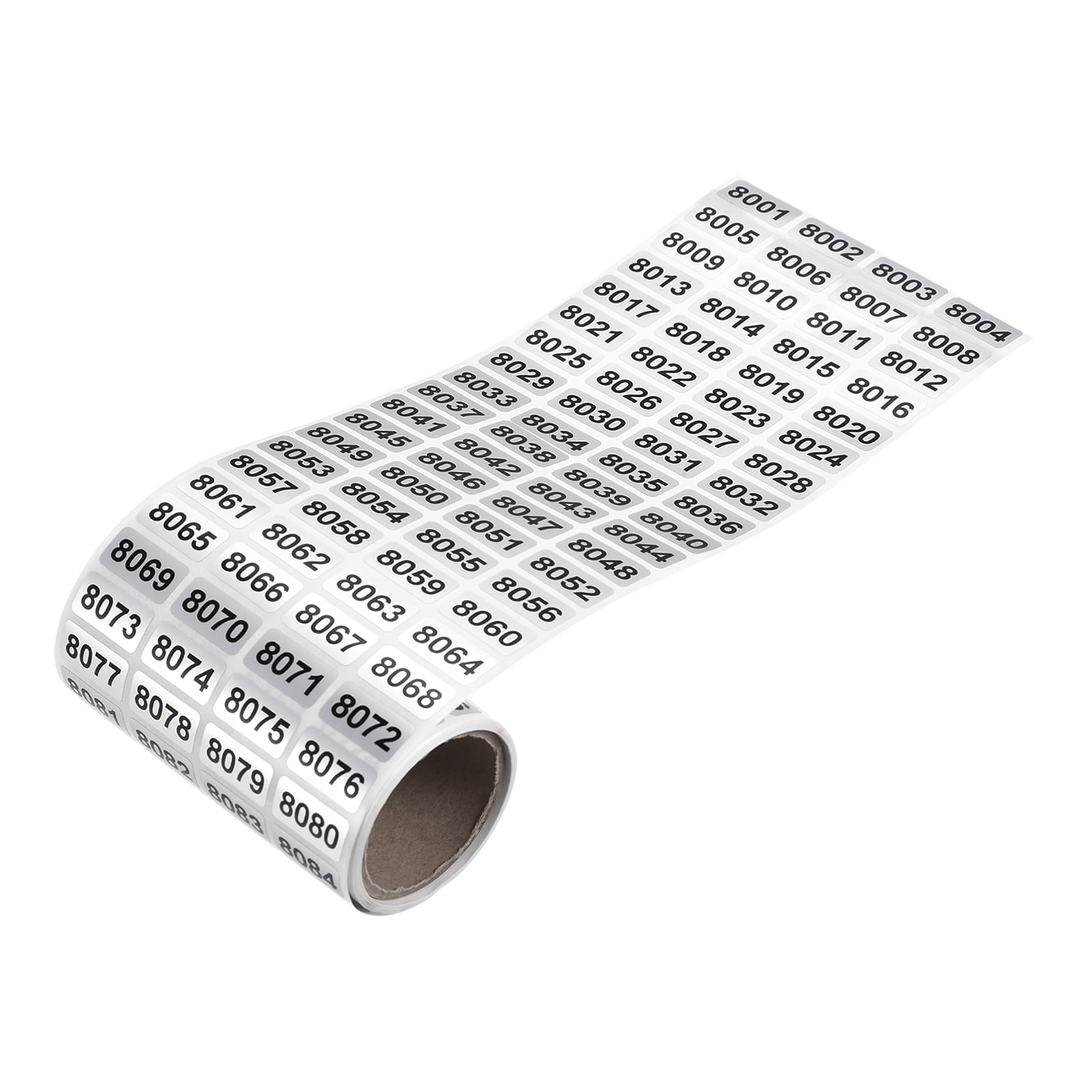 8001 to 9000 Consecutive Number Stickers Inventory Label Black Numbers ...