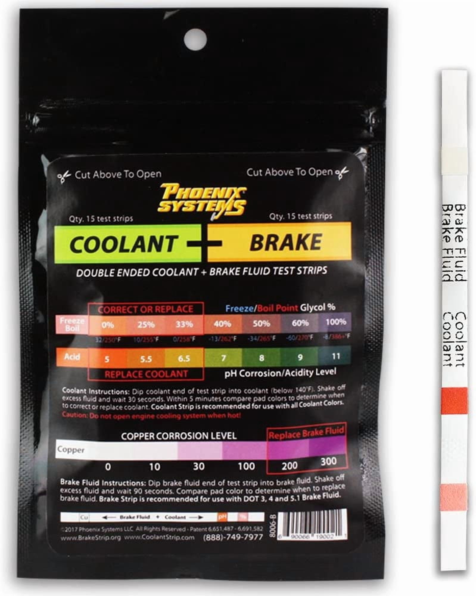 8006-B Double-Ended Brake Fluid + Coolant Test Strips (15 foil wrapped ...