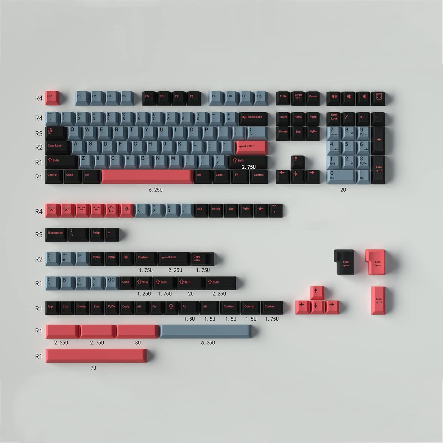 8008 Keycaps 172 Keys Cherry Profile Doubleshot Keycap Set Compatible ...