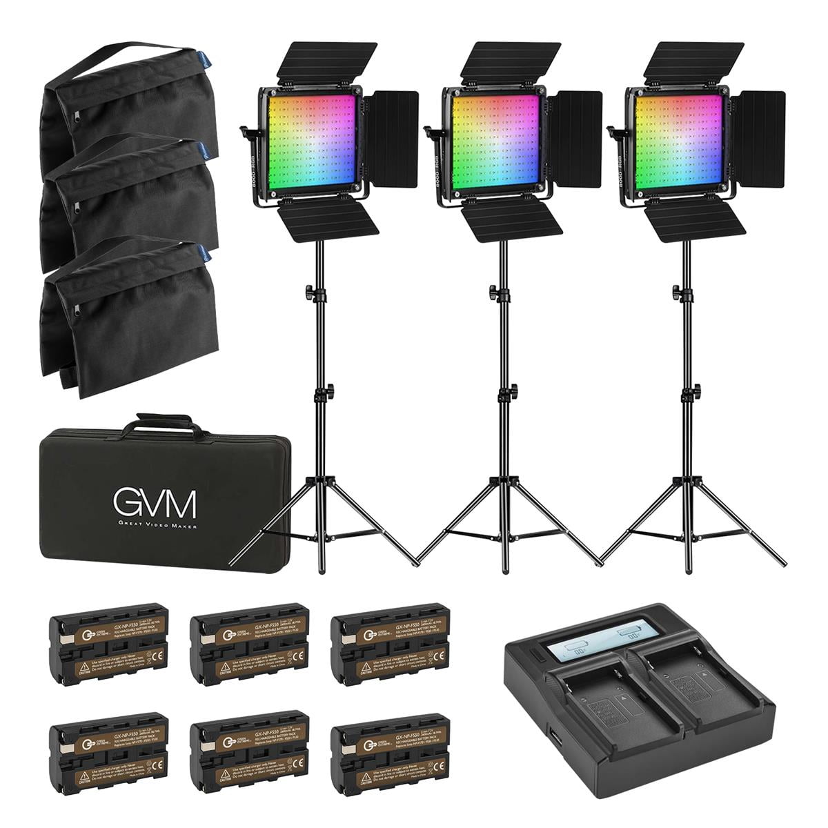 Great Video Maker 800D 40W Bi-Color RGB Studio Soft LED Panel 3-Light ...