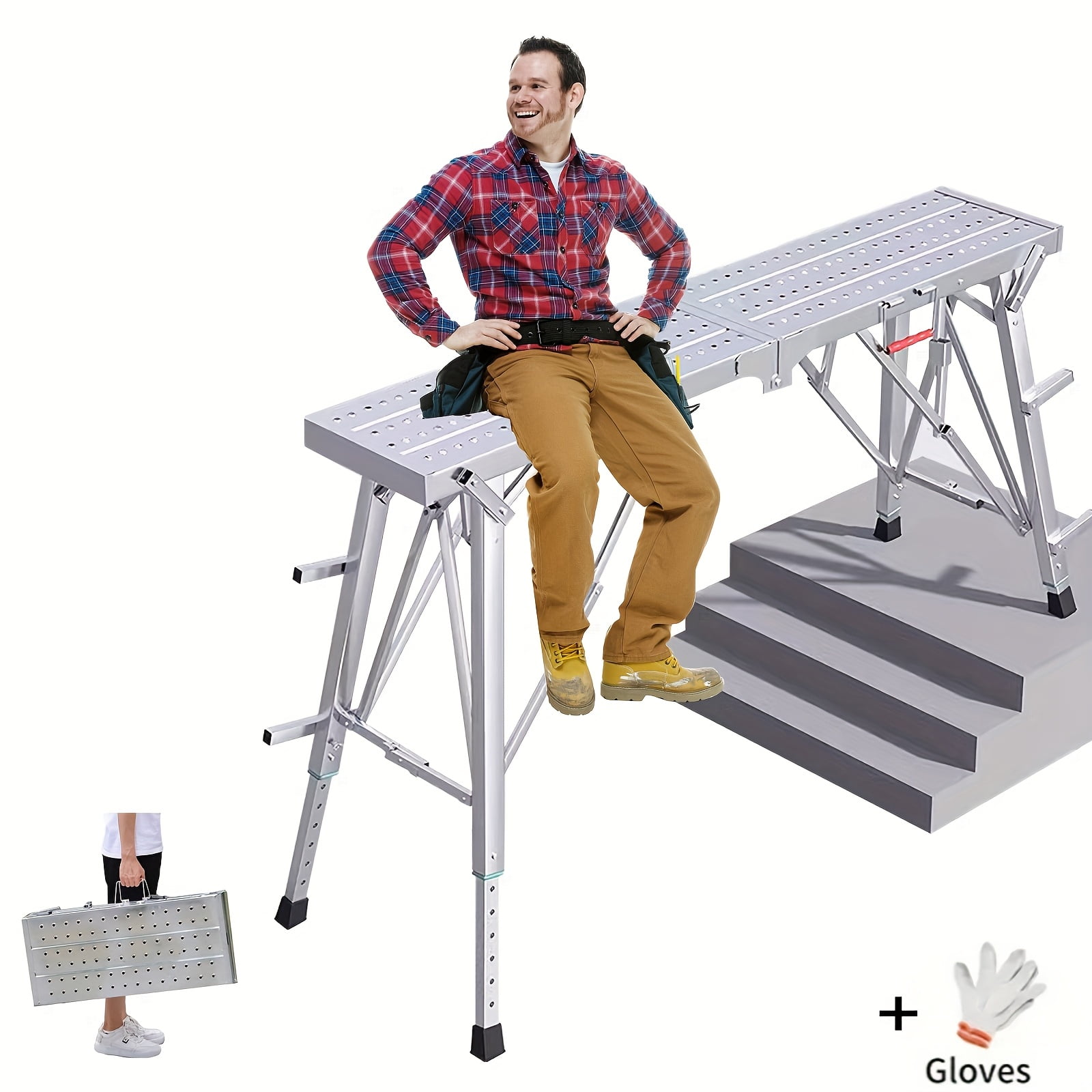 800LBS Heavy-Duty Adjustable Folding Work Platform - Portable ...