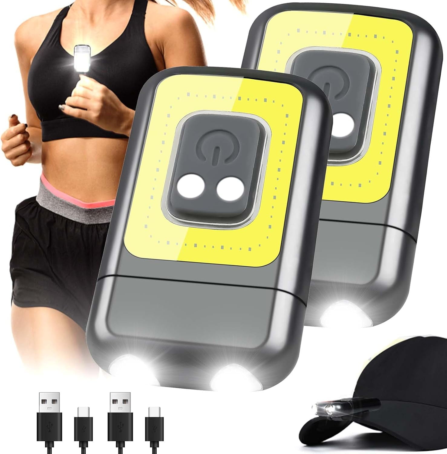 800Lumens 2Pack Running Light, Rechargeable Headlamp Clip on Lights ...