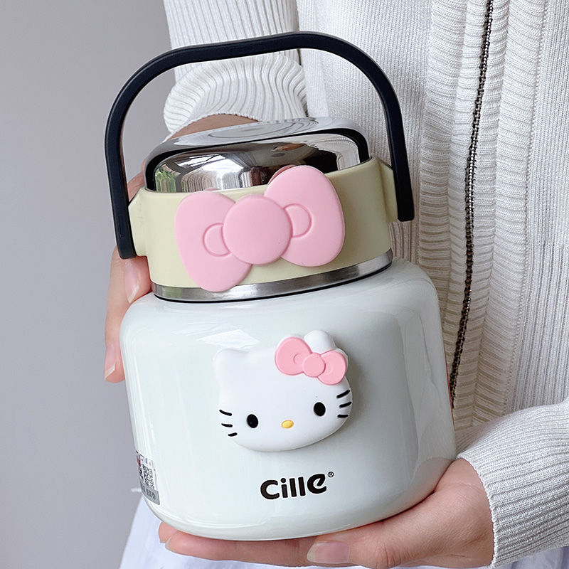 800Ml Cartoon Kawaii Hello Kitty Stainless Steel Thermos Kettle Cold Thermal Mug Portable ...