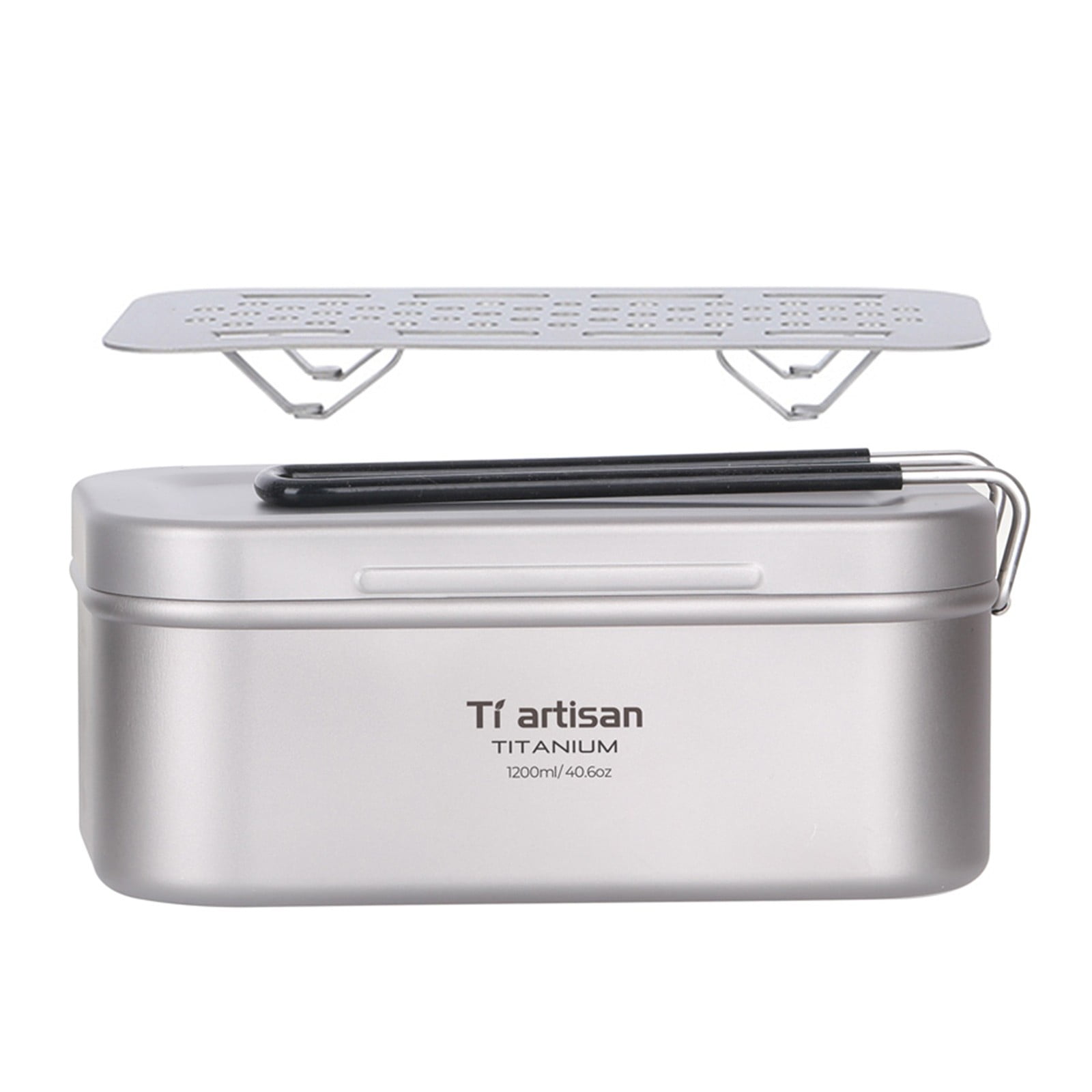 800ML Titanium Lunch Box Camping Food Container Tin Box with Steaming ...