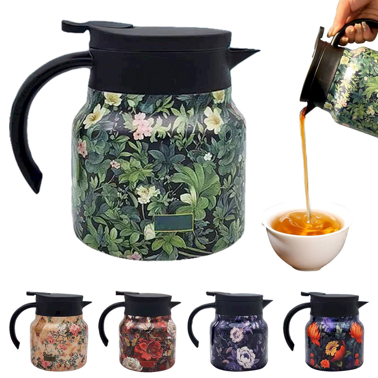800Ml Vintage Floral Pattern Tea Thermos, Thermos For Hot Drinks ...