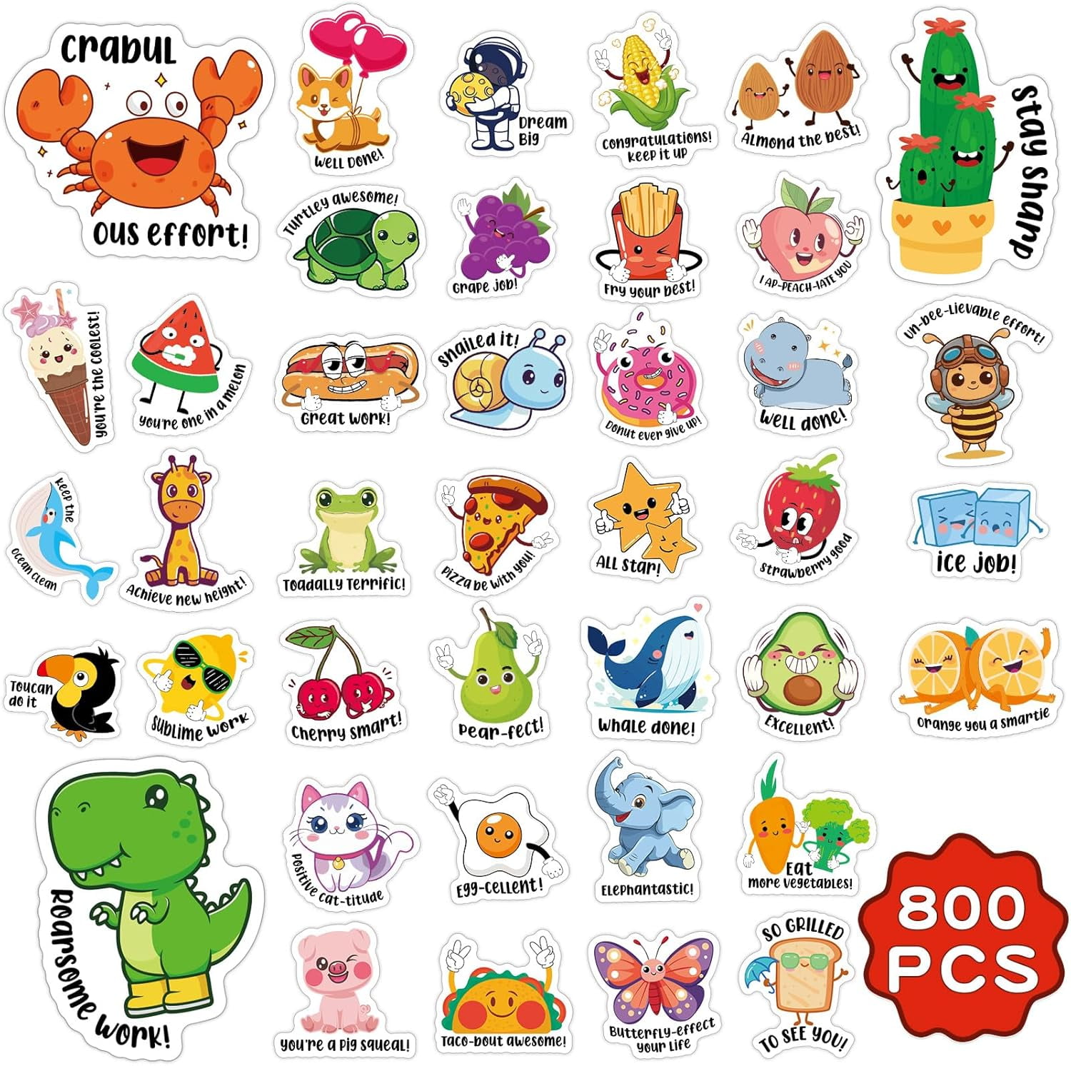 800PCS Fun Stickers for Kids, Positive Stickers for Kids Classroom ...