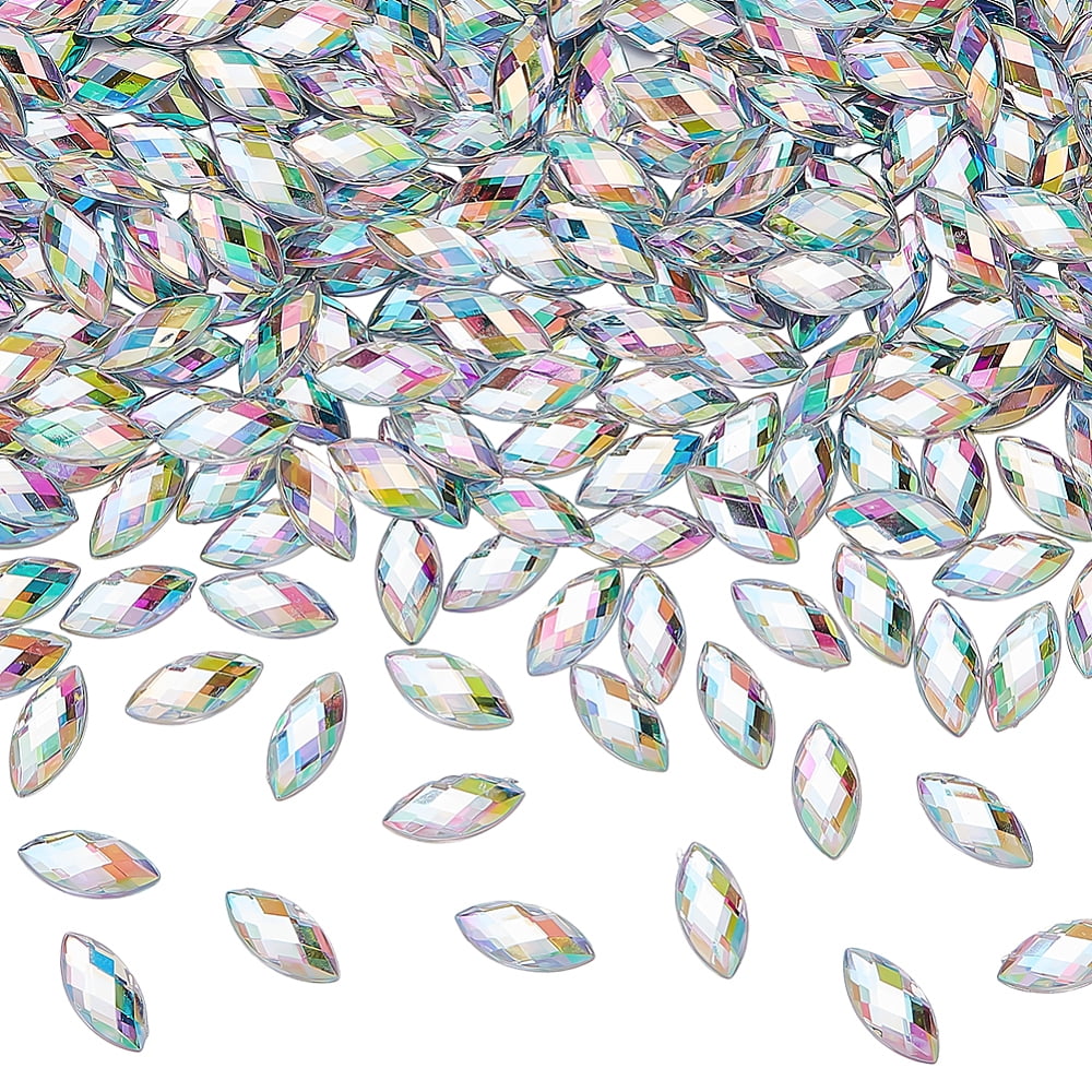 800PCS Horse Eye Shaped Rhinestones 15x7mm Clear AB Flatback ...