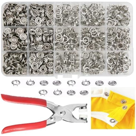 800PCS Metal Snaps Buttons with Fastener Pliers Press Tool Kit Perfect for DIY Crafts Clothes ...