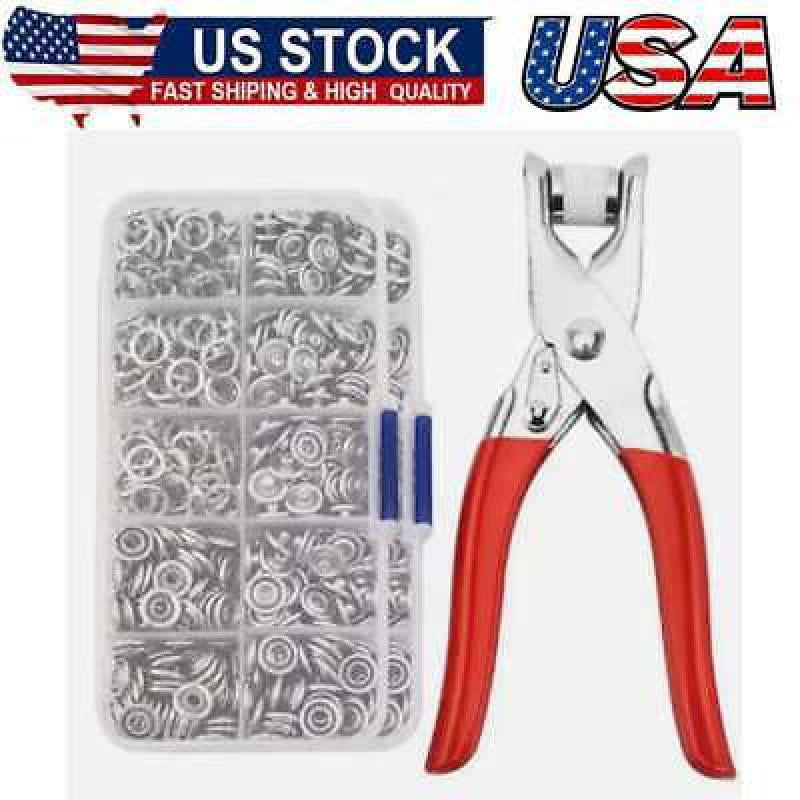 800PCS Metal Snaps Buttons Fastener Pliers Press Tool Kit with 200 Sets ...