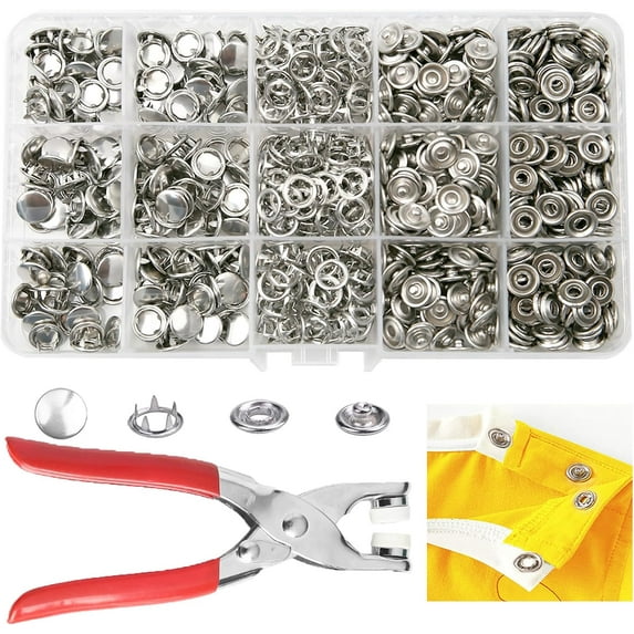 800PCS Metal Snaps Buttons Kit with Fastener Pliers Press Tool ...