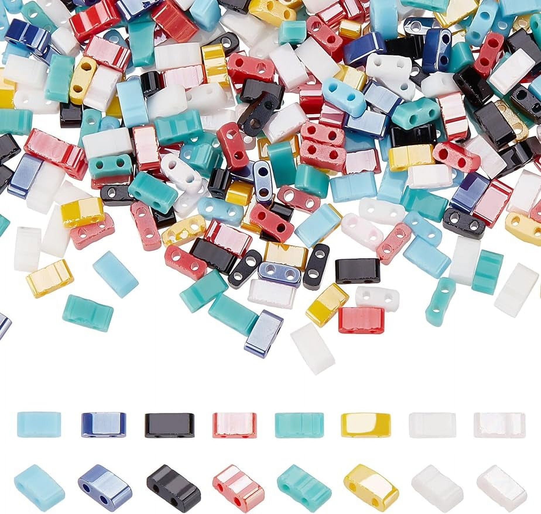 800Pcs 1/2 Tila Beads Double Hole Glass Beads Tile Beads Bulk Glass ...