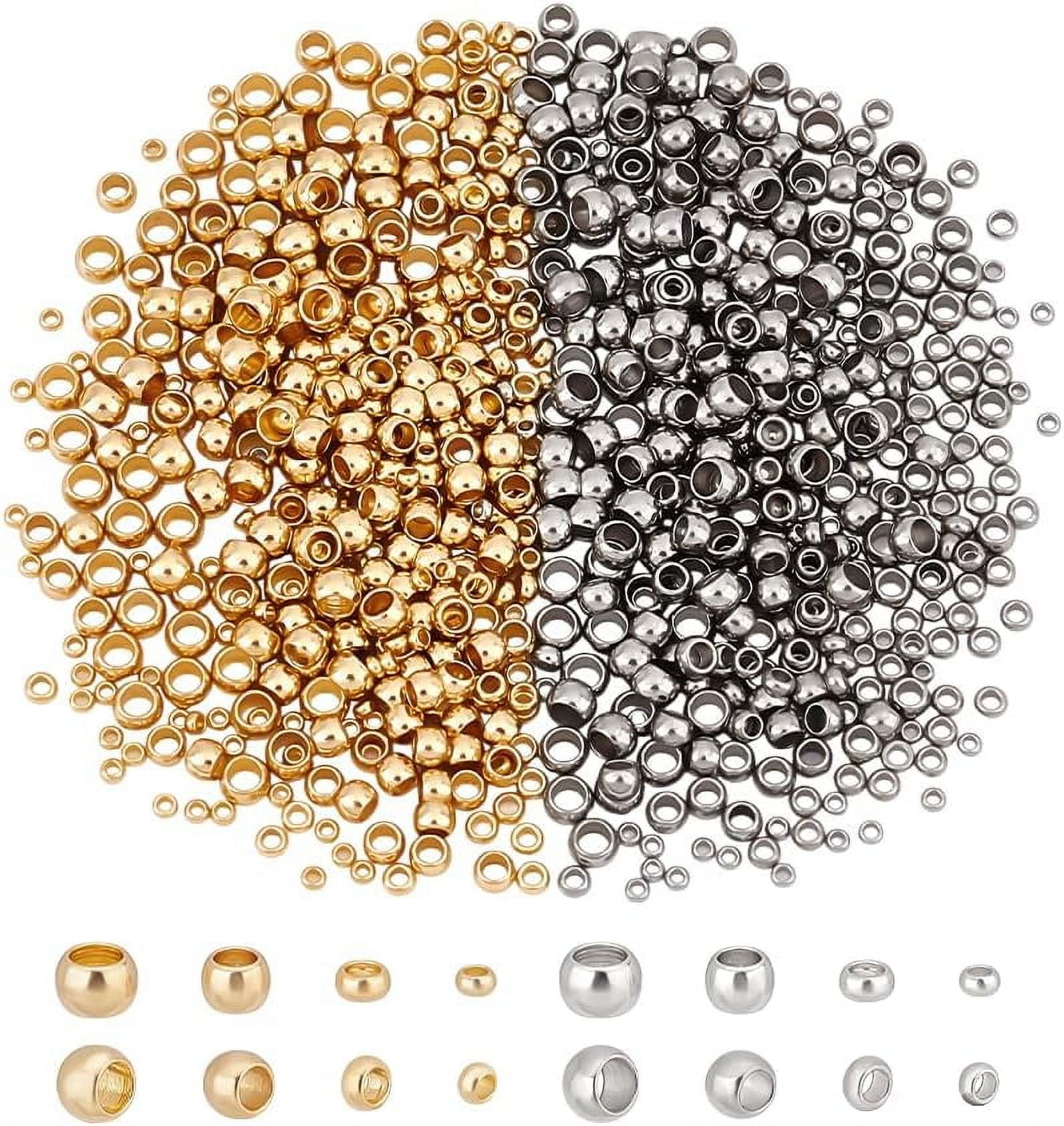 About 800Pcs 2 Colors Round Spacer Beads 4 Sizes Bracelet Beads ...