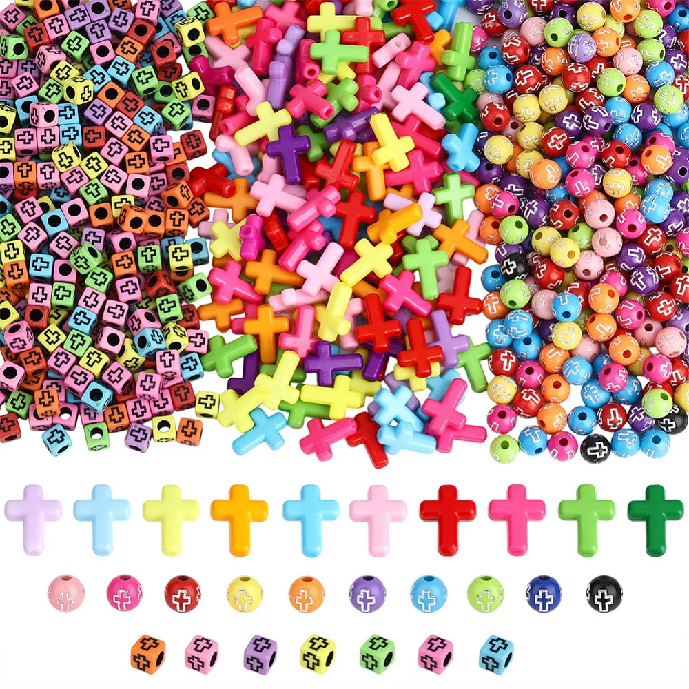 800Pcs 3 Styles Theme Acrylic Beads Mixed Shapes Mixed Color 6~16x6 ...