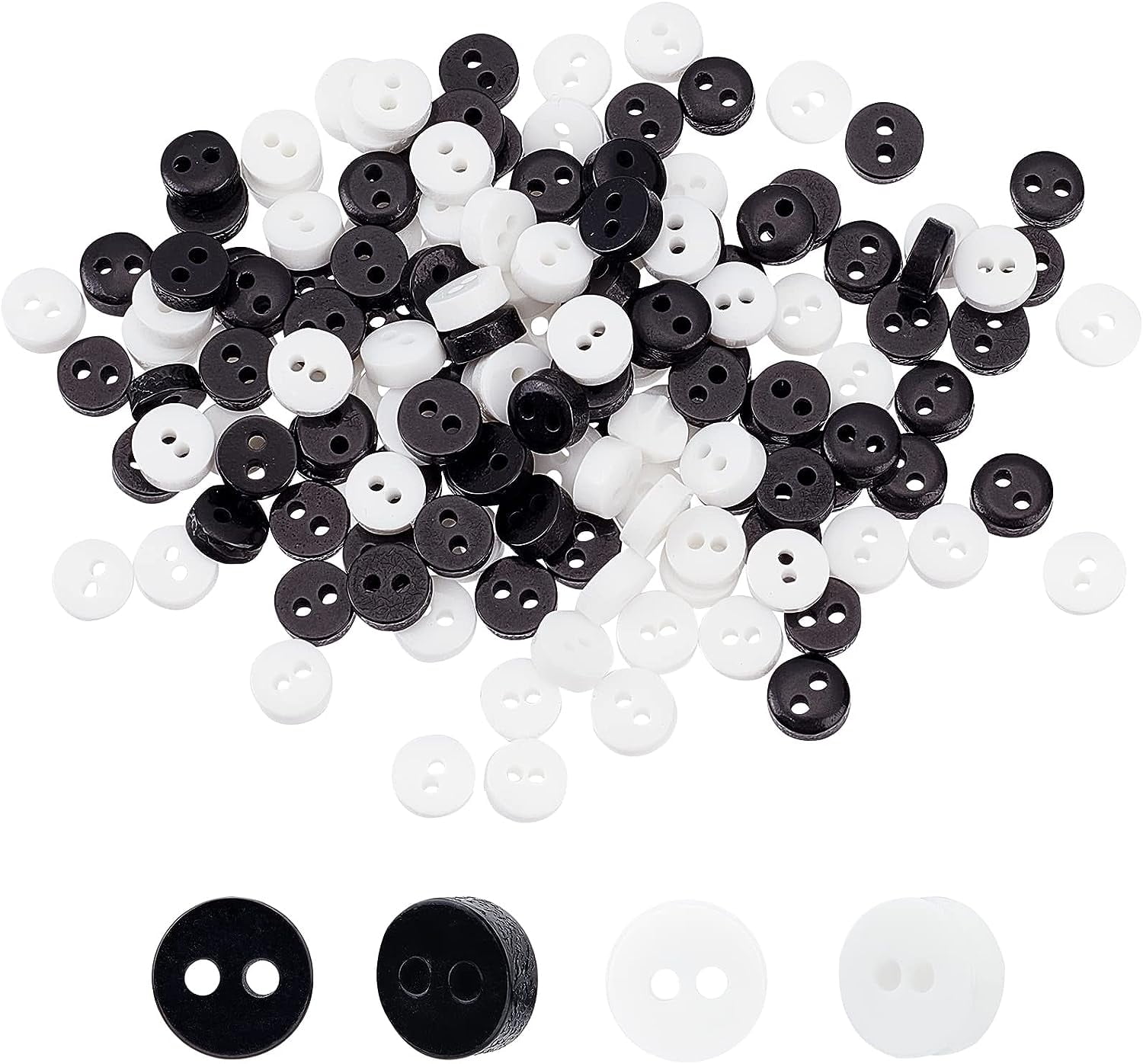 800Pcs 6mm Mini Resin Buttons Black & White Resin Micro Buttons with ...