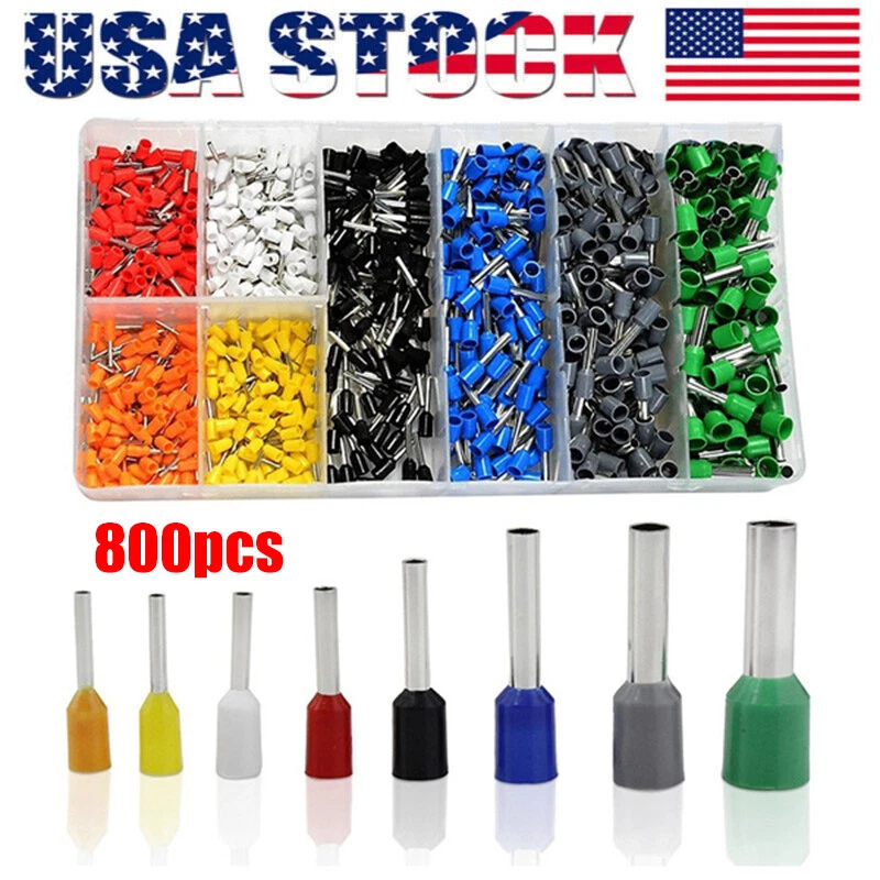 800Pcs Connectors Cord Wire Crimp Cable Pin End Bootlace Ferrule ...