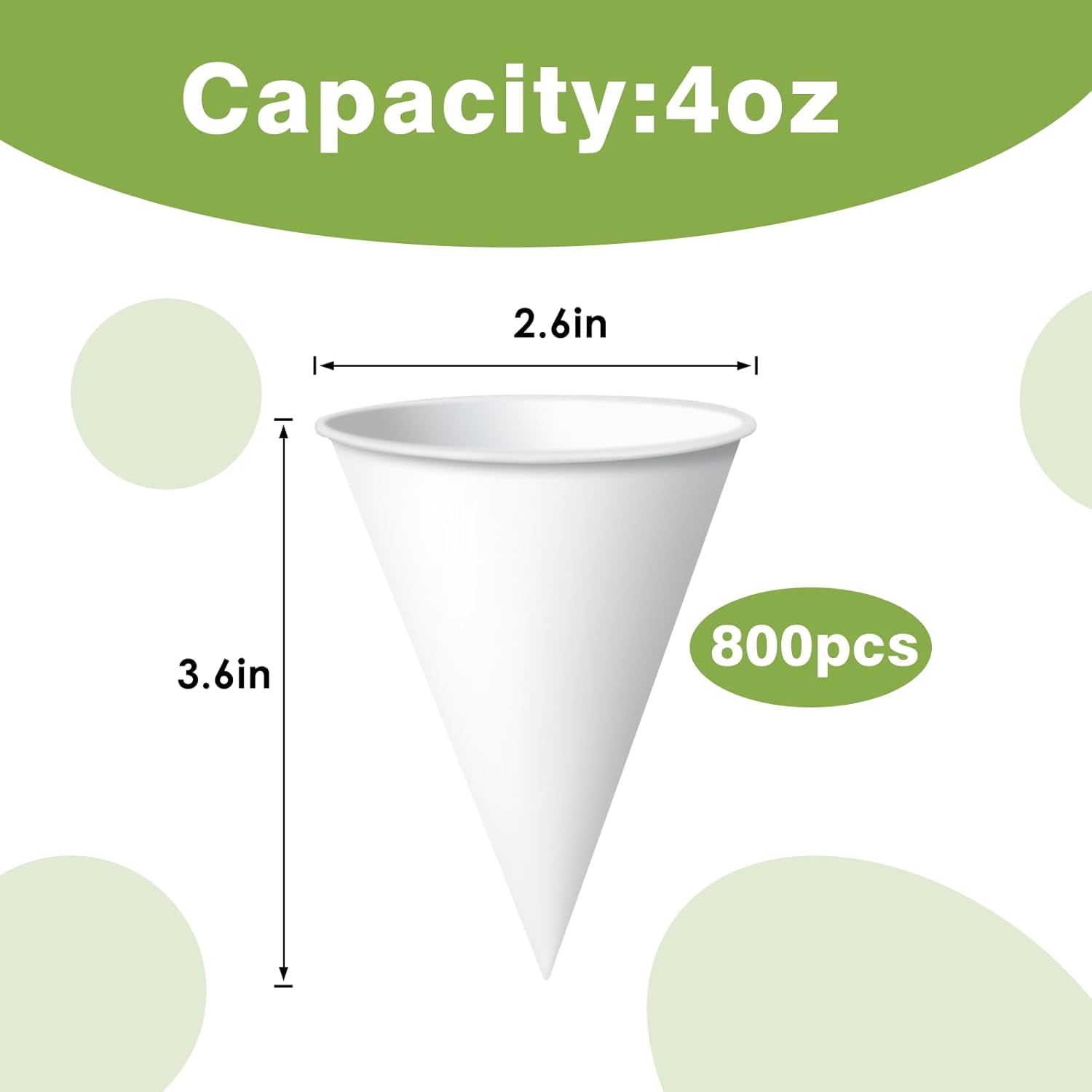 800Pcs Snow Cone Cups,4 Oz Disposable White Paper Cone Cups,Eco ...