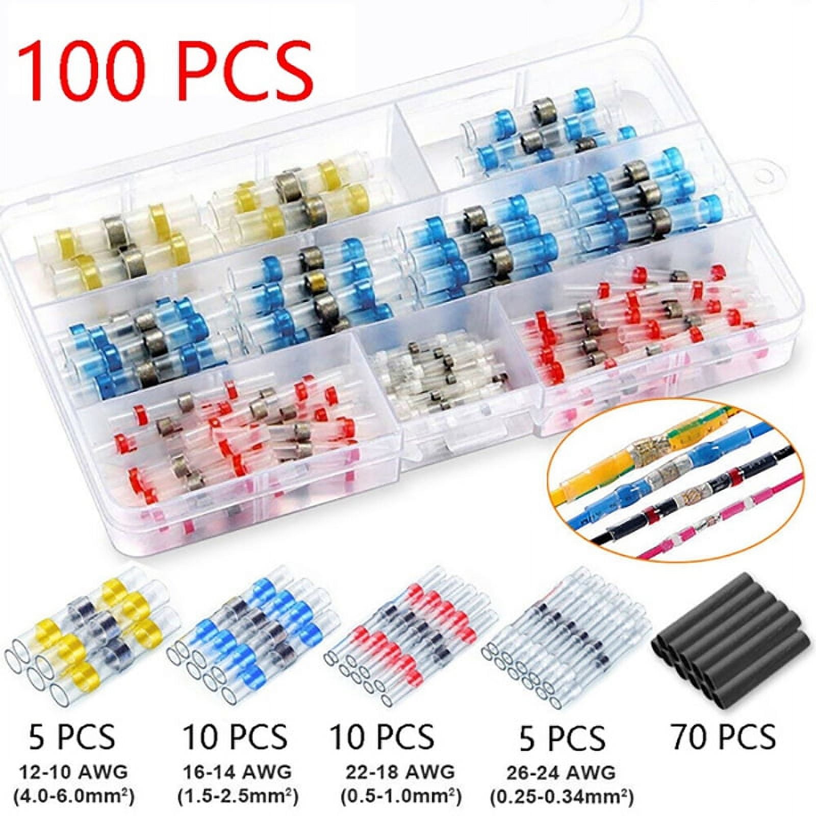 800Pcs Solder Seal Wire Connectors Kit Heat Shrink Butt Electrical Wire ...