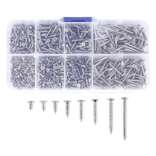 800Pcs Stainless Steel Self Tapping Screw Assortment Kit Lock Nut Wood ...