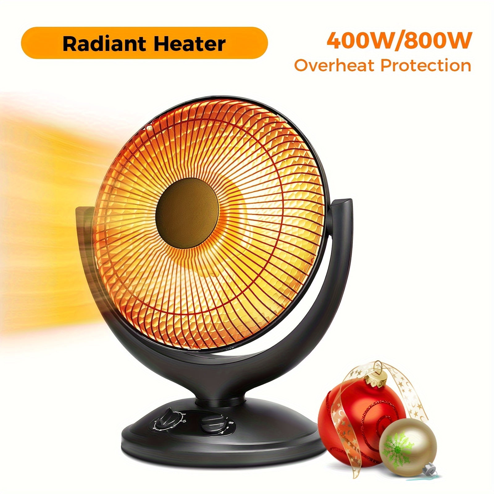 800W/400W Radiant Space Heater - Thermostat & Timer, Portable Dish ...