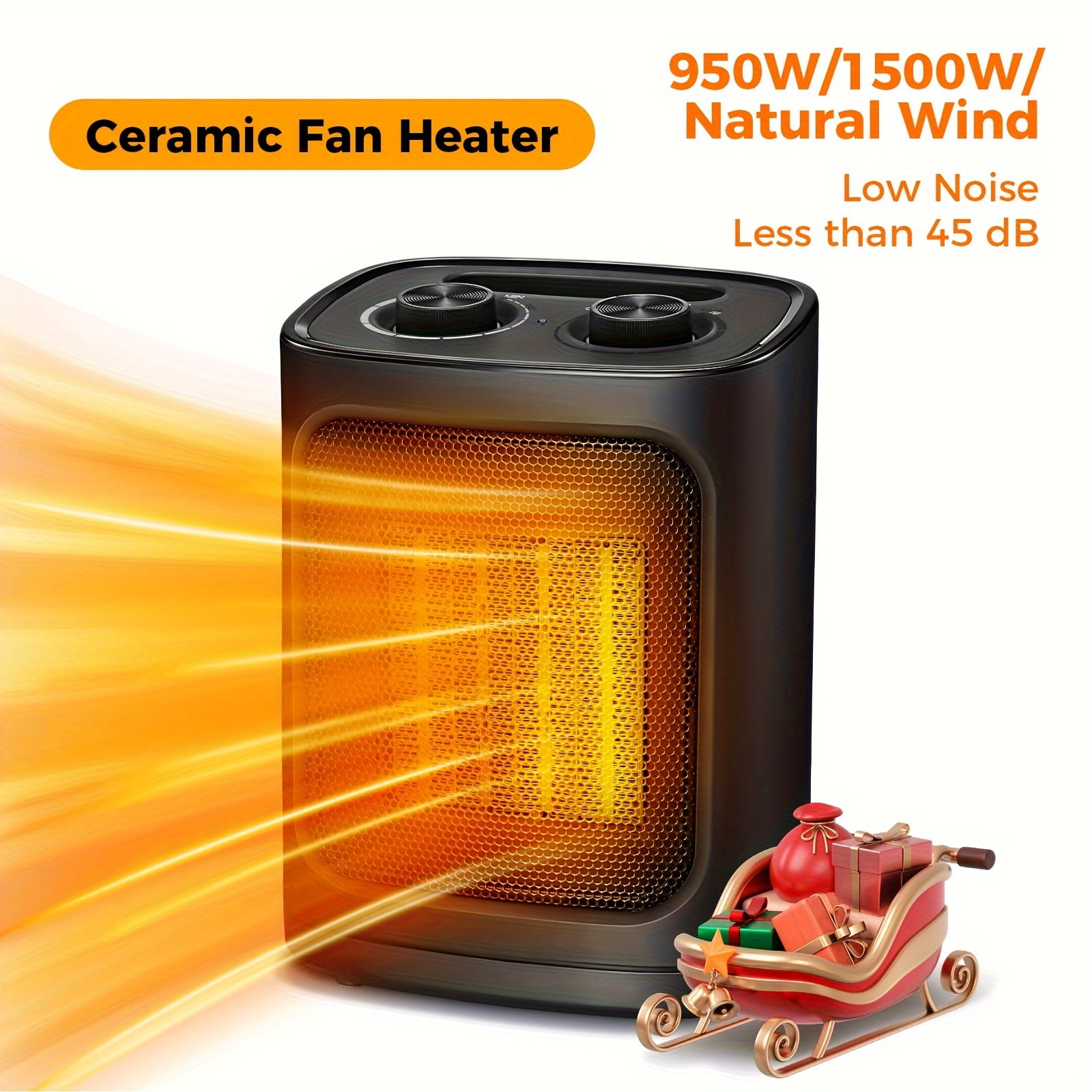 800W/400W Radiant Space Heater - Thermostat & Timer, Portable Dish ...