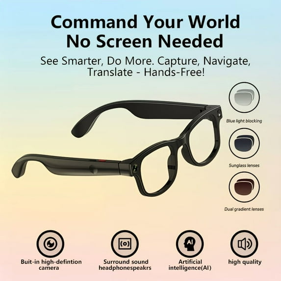 800W 4K Anti-shake AI Smart Glasses - Real-time Translation, Dual Mic ...