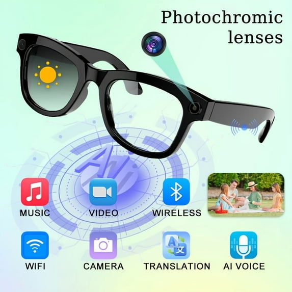 800W 4K Anti-shake AI Smart Glasses - Real-time Translation, Dual Mic ...