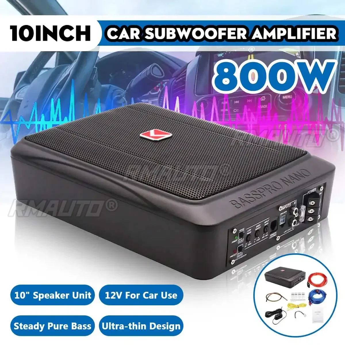 800W/600W 8/10 Inch 12V Car Speaker Active Subwoofer Car Under Seat ...