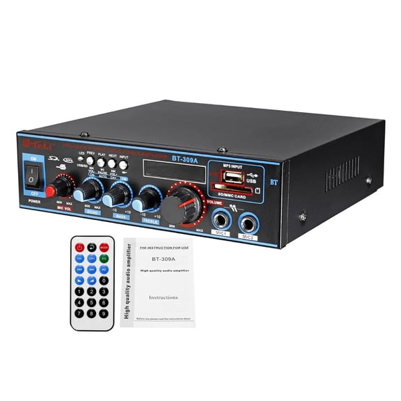 Bluetooth Power Stereo Audio Amplifier 300W+300W 2Channel FM USB SD ...